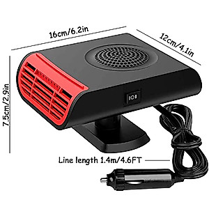 Car Heater, Portable Automobile Heater 12V Fast Heating/Cooling Defrost and Defogger, Electronic Vehicle Heater That Plug into Cigarette Lighter, Handheld Windscreen Fan 2 in 1 Demister for All Car