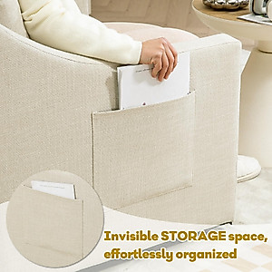 Suvivityse Swivel Accent Chair,360° Big Armchair Modern Living Room Chairs Comfy Cushions,Large Capacity Home Office Desk Chairs for Small Space as Apartment Office Lounge (Beige, Seat B)