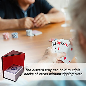 GSE Games & Sports Expert 6 Decks Acrylic Discard Trays, Casino Grade Discard Holder Trays for Blackjack, Bridge, Playing Cards (Red)