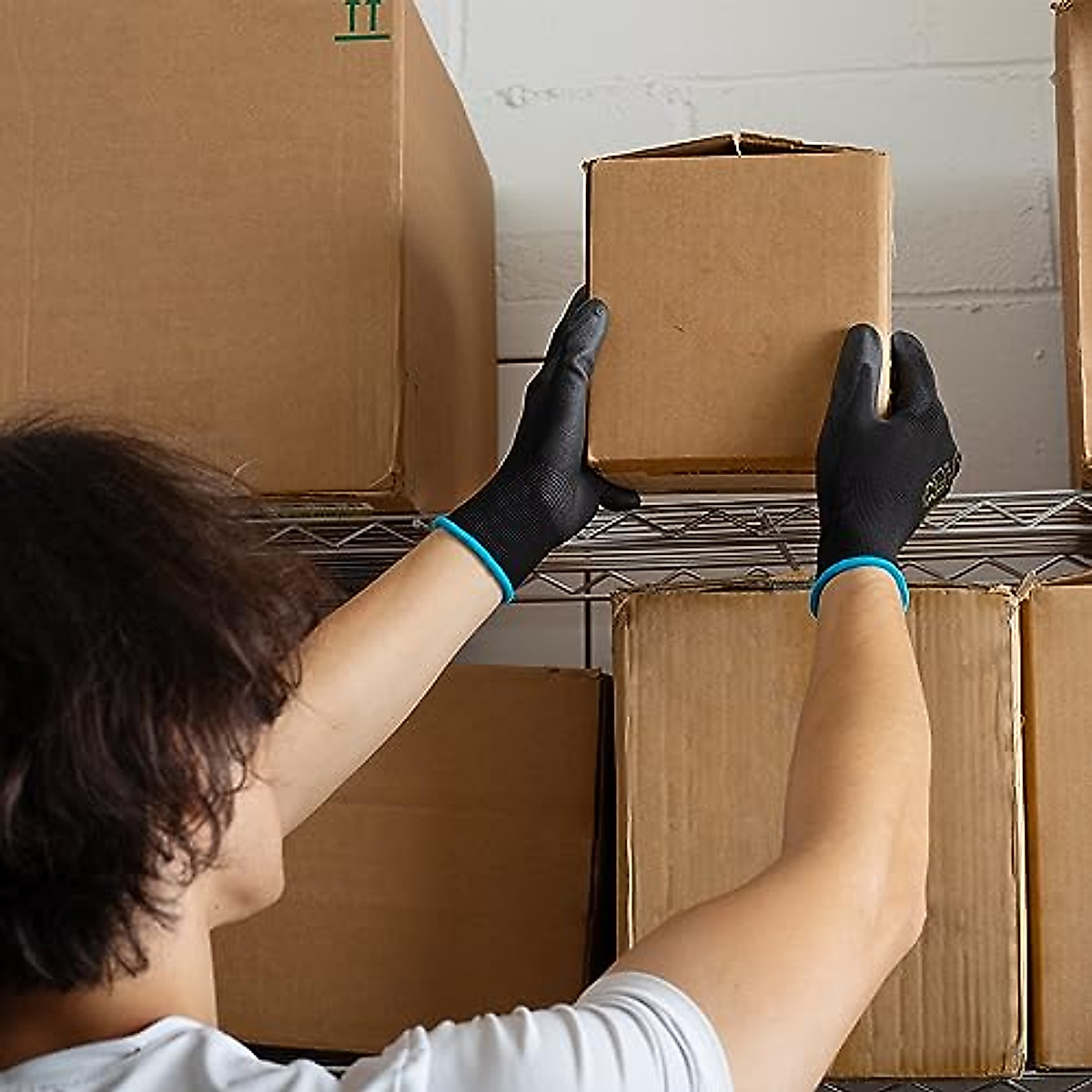 G & F Work Gloves for Men, Lightweight Grip, Polyurethane Coated, Touchscreen Compatible, Flexible & Breathable, Durable Construction, Ideal for Gardening, Mechanics, and General Duty Tasks, 12 Pairs