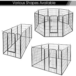Giantex 40 inch Dog Fence with Door, 16/8 Panels Dog Playpen for Outside Large Dogs, Portable Pet Playpen Fencing Enclosures, Heavy Duty Metal Camping Dog Fences for The Yard (16 Panels, 40 inch)