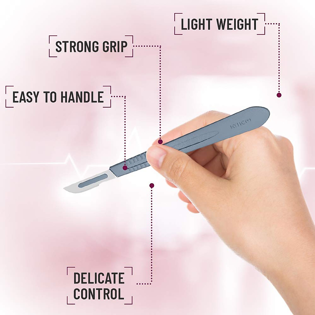 MedHelp Disposable Scalpel 23 Disposable Dermaplaning Blades with Plastic Handle, High Carbon Steel Dermablade Blades. Individually Wrapped 10 Blade, Sterile - Box of 10