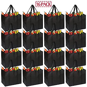 Set of 16 Reusable Grocery Bags Extra Large Super Strong Heavy Duty Shopping Tote Bags with Reinforced Handles