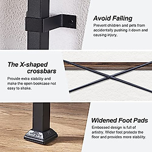 HOMBAZAAR Bookshelf, 3-Tier Vintage Industrial Book Shelf, Rustic Wood and Metal Bookcase and Bookshelves, Free Standing Storage Small Bookshelf for Living Room, Bedroom and Kitchen, Brown