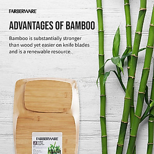 Farberware 3-Piece Kitchen Cutting Board Set, Reversible Chopping Boards for Meal Prep and Serving, Charcuterie Board Set, Wood Cutting Boards, Assorted Sizes, Bamboo