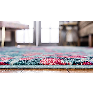 SAFAVIEH Jardin Collection Colorful, Vibrant, Abstract, Modern Area Rug, 5 x 8 ft, Blue/Pink