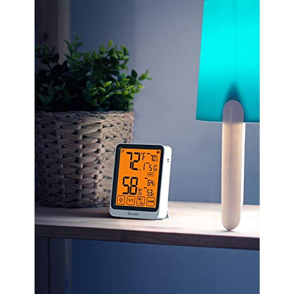 Govee Bluetooth Thermometer Hygrometer with 4.5 Inch Large Backlight LCD Touchscreen, Digital Temperature Humidity Monitor with App Alerts, 2 Years Data Record & Export, for Nursery Room Greenhouse