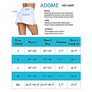 ADOME Women Active Athletic Skort Golf Skirt Lightweight Running Tennis Golf Workout Skirt with Pockets White