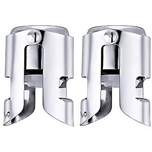OWO Champagne Stopper with Stainless Steel, Professional Bottle Sealer for Champagne, Cava, Prosecco & Sparkling Wine, Champagne Saver Plug, Compact Champagne Bottle Plug Set of 2