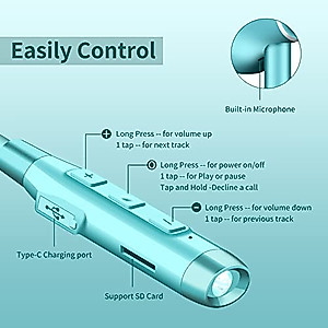 ELOVEN Neckband Wireless Headphones Earbuds Bluetooth 5.2 Earphone with Built-in Mic Flashlight Noise Cancelling 75Hrs Playtime for Sports Running in-Ear Headset for iPhone 14 Pro Max Android Blue