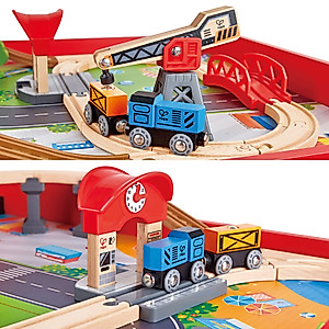 Hape Busy City Rail Set, Ride-On & Foldable Engine Table
