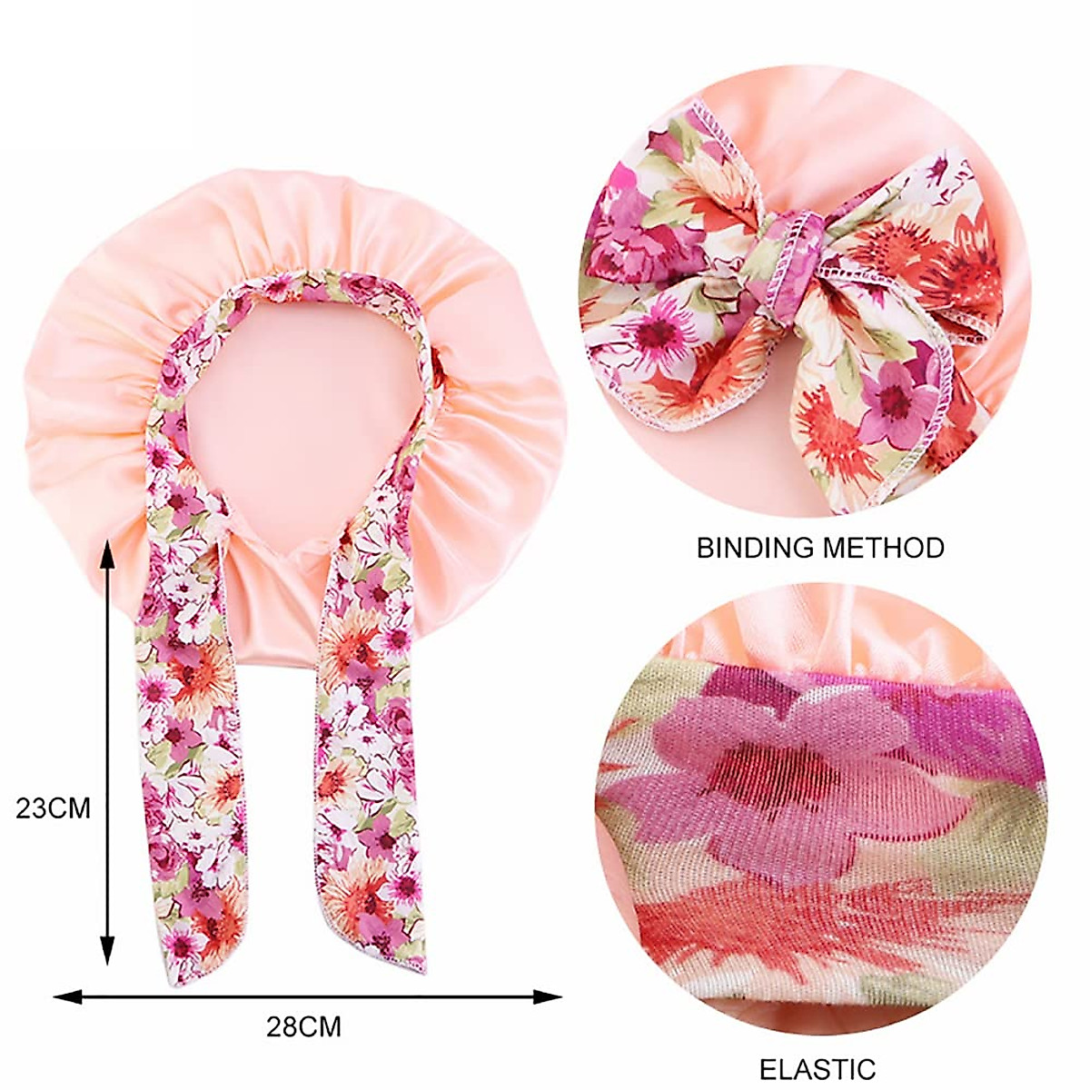 Wide Band Kids Satin Bonnet Cap,Silky Bonnet for Curly Hair,Baby Girls' Hair Wrap for Sleeping