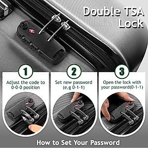 Karl home 4 Piece Luggage Sets, Travel Suitcase, Large Capacity Lightweight Luggage Sets with TSA Lock & Spinner Wheels, for Business, Travel, School Starts (16"/20"/24"/28"), Dark Gray