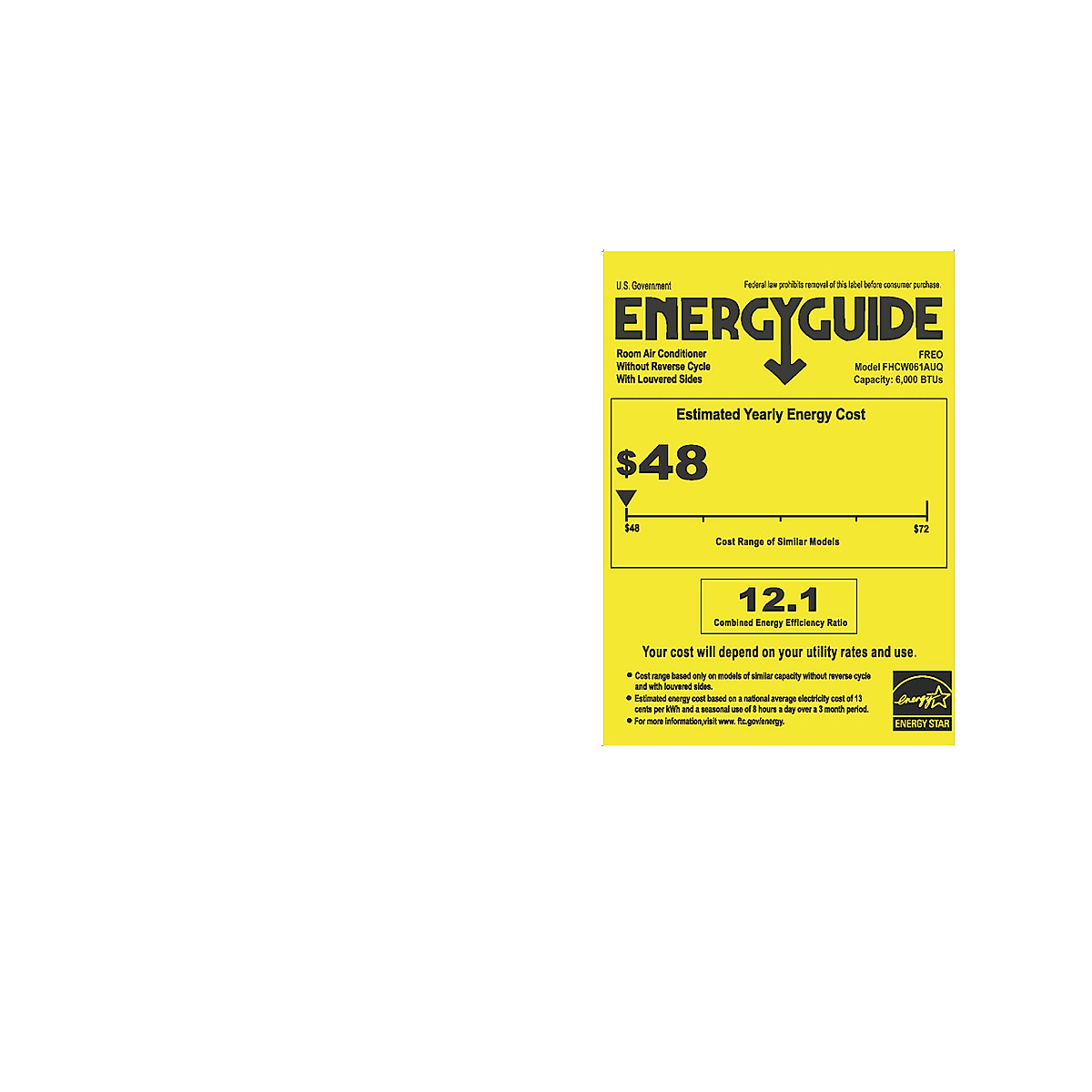 Freo 6,000 BTU Window Conditioner | Ultra Quiet | Energy Star | LED Display | Follow Me Remote | Dehumidifier | Adjustable Air Flow | AC for Rooms up to 250 Sq. Ft | FHCW061AUQ, 1.5 pints/h, White