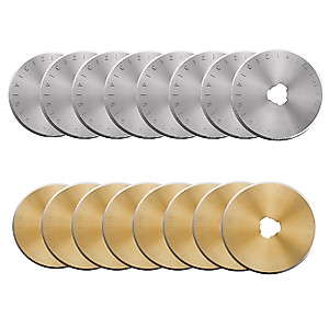 16 Pack 45mm Rotary Cutter Blades, Olfa, Replacement Rotary Blade, Designed for Handcrafting, Art, DIYs, Crafts, Quilting, Scrapbooking, Sewing (8 in Silver Color, 8 in Titanium Plating)