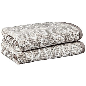 Violet Linen Scroll Pattern, 100% Terry Plush 600 GSM Cotton Super Soft Highly Absorbent Jacquard Fashion Towel for Bathroom, Premium Hotel & Spa Quality, Gray, 20 Inch X 30 Inch, Hand Towels