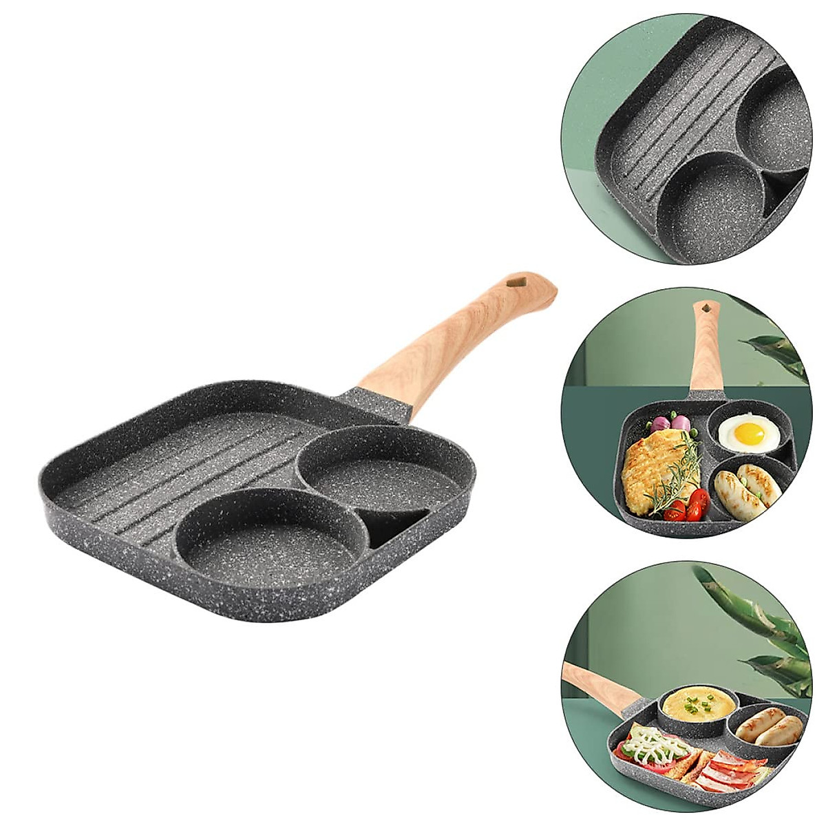 Anneome 1pc Nonstick Kitchen Poached Fried Pans Muffins Non Alloy Section Handle for Non-stick Plett Cups Skillet Tool Steak With Stick One Multipurpose Home Burger Cookware