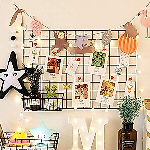GBYAN Wire Wall Grid with Baskets Black Photo Grid Metal Wall Organizer for Wall Decoration, Picture Display, Memo Board