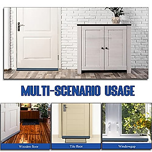 Under Door Draft Stopper 37" Cuttable and Washable,Draft Stopper for Bottom of Door,Twin Door Draft Stopper,Energy Saving Weather Stripping Door Seal Reduce Noise Adjustable Door Stoppers (Gray)…