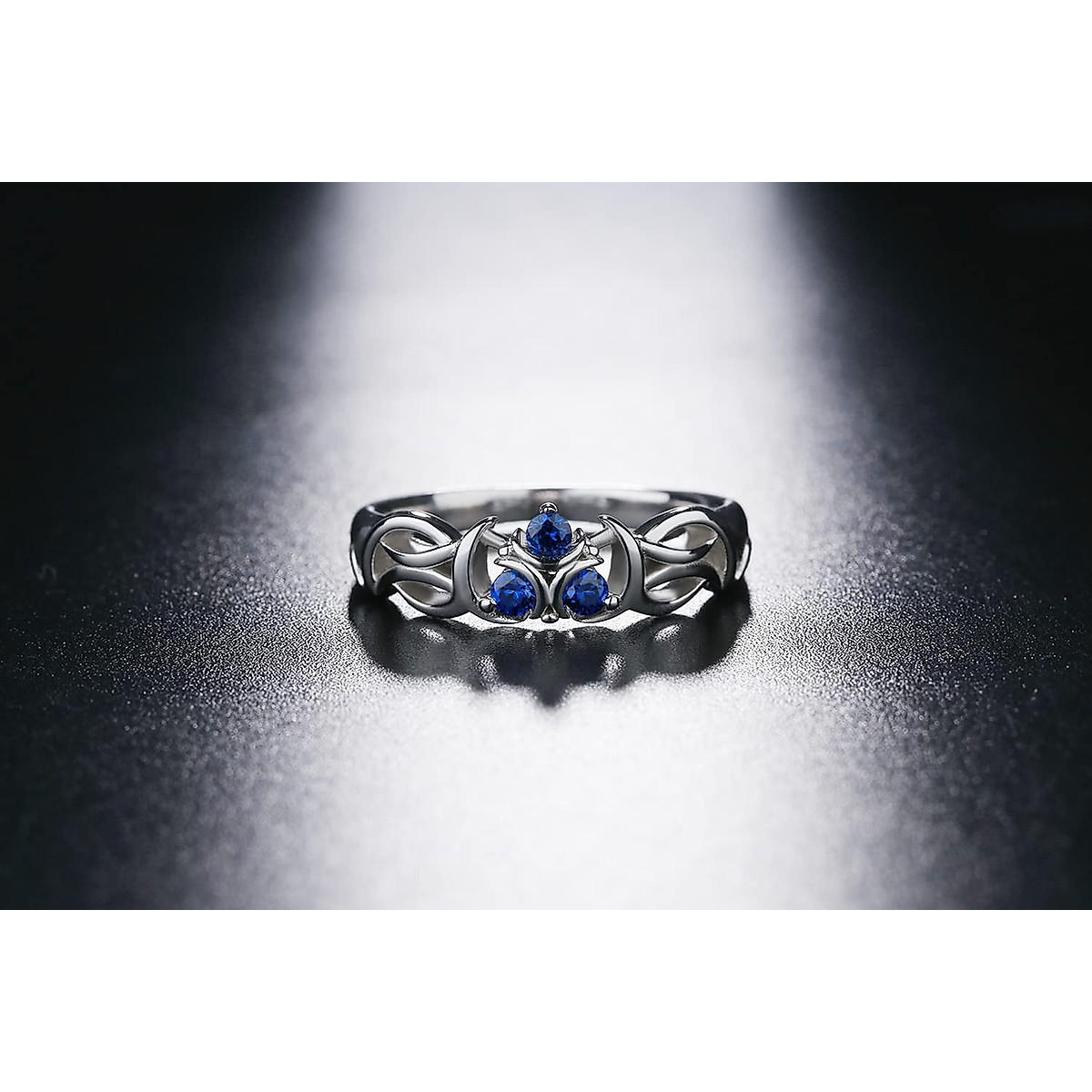Purreen Zelda Zora's Sapphire Ring Rhodium Plated Sterling 925 Silver – 5