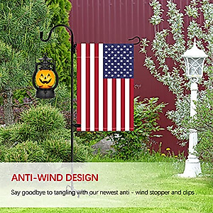 Funland Garden Flag Holder, 5 Prong Base Outdoor Shepherds Hook with Holder Stand for Yard, Heay Duty Anti-Wind Clip Pole Hanger Outdoors, Solar Lights and Bird Feeders - 36 Inch (1Pack), Black