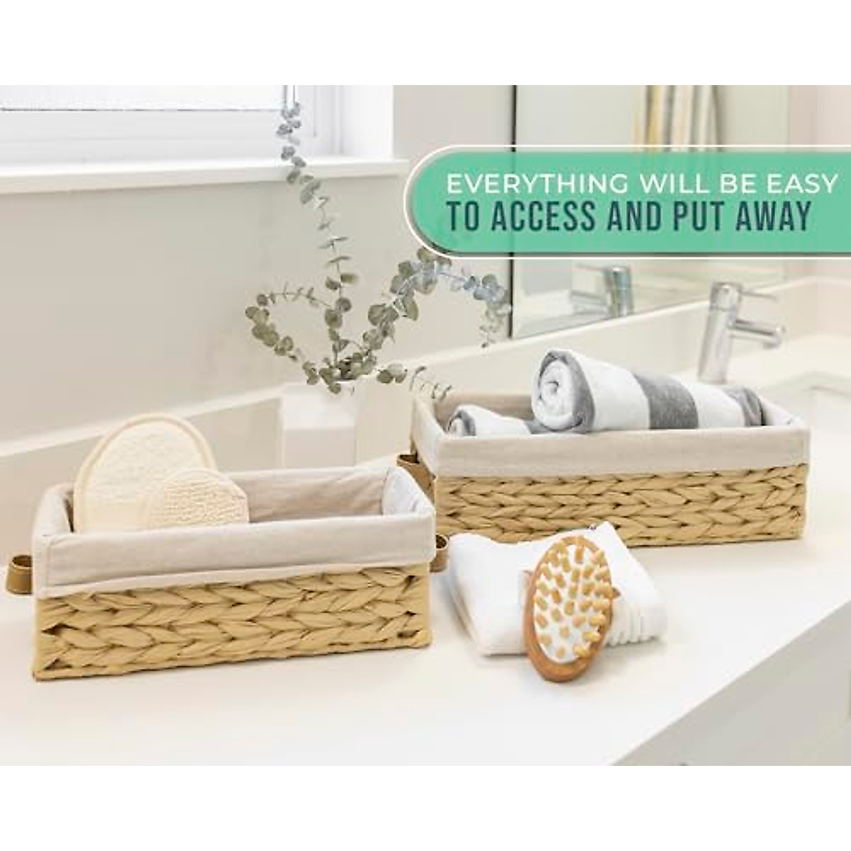 Comfify Boho Decorative Rope Baskets, Set of 3, Brown, Round, 10"Dia