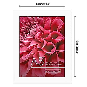 Americanflat A5 Picture Frame in White - Composite Wood with Shatter Resistant Glass - Horizontal and Vertical Formats for Wall and Tabletop - 5.8 x 8.3 in