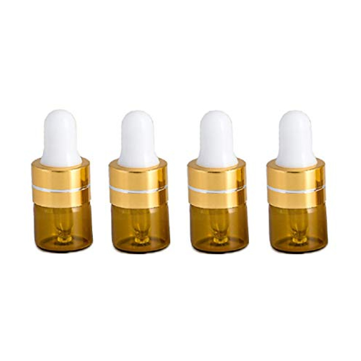 30Pcs Essential Oil Dropping Bottles Refillable Amber Glass Dropper Bottles Portable Perfume Sample Vials Cosmetic Lotion Liquid Containers with Glass Eye Dropper and Caps (1ml)
