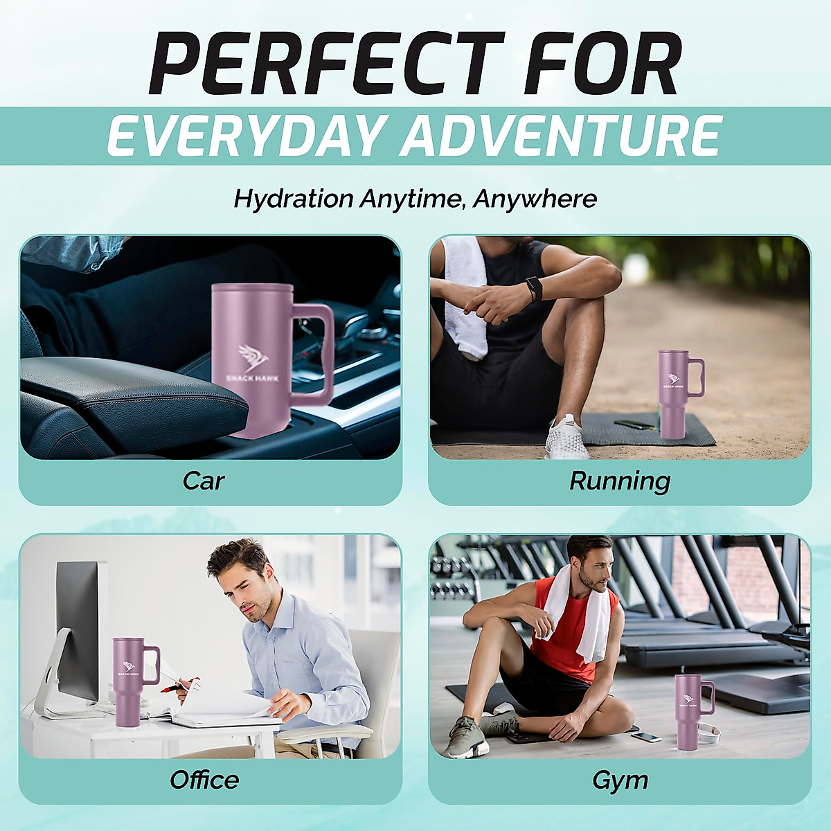 Snack hawk 40oz Insulated Stainless Steel Travel Coffee Tumbler with Handle and Straw | 100% Leak-Proof Mug | Car Cupholder Friendly | Perfect Water Cup Gift for Everyone