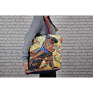 Cat-On-The-Bag Sahara Sands Egyptian Cat Themed Over The Shoulder Sturdy Canvas Purse for Women 1 Main Pocket and 1 Zippered Inside Pocket for Everyday Use