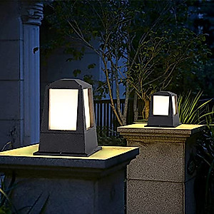 ZMY Modern Industrial Minimalism Pole Lantern Outdoor Waterproof Rust-Proof Column Lamp Villa Fence Garden Door Post Lighting Courtyard Home Pillar Light Pathway Illumination E27 Edison