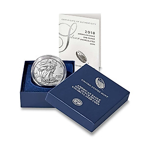 2018 W Silver Eagle 2018-W Burnished Silver Eagle W Mint Mark In Original Packaging $1 Brilliant Uncirculated US Mint SP