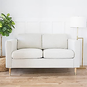 Ash Wood Furniture Legs With Gold Caps - Mid Century Legs For Sofa, Chair, Table, Dresser, Bed, Cabinet, Ottoman - Wooden Legs Are Easy To Install & Include Installation Hardware - Set of 4, 8 Inches