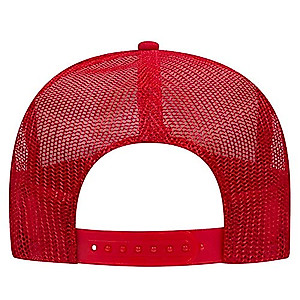 OTTO Wholesale 12 x CAP 5 Panel High Crown Mesh Back Trucker Hat (021602 - Red/Wht/Red) (OSFM - Adult)
