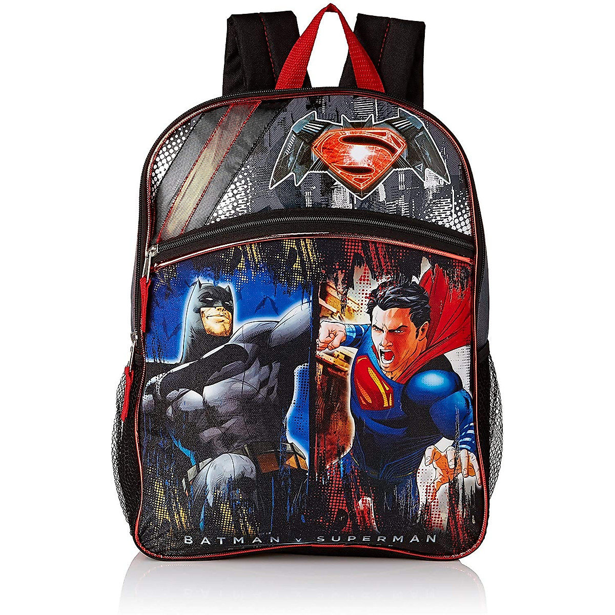 DC Comics Superman Backpack for Kids Bundle ~ Deluxe 16" Superman School Bag with Superman Pen, Bookmark, and Stickers (Superman School Supplies)