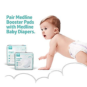 Medline Booster Pads with Adhesive, 192 Count, Baby Diaper Doubler for Overnight Use to Help Eliminate Leaks