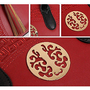 QZUnique Women's PU Embroidery Tassels Ethnic Style Handbag Bride Bag Crossbody Shoulder Bag Red