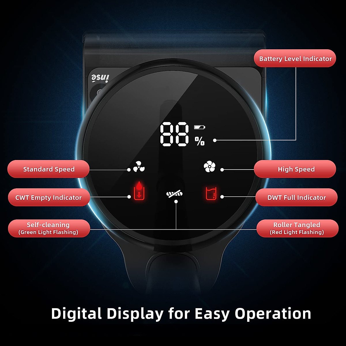 INSE Wet Dry Vacuum Cleaner Lightweight Cordless Vacuum and Mop for Hard Floors Wet-Dry Cleaning with LED Display and Voice Assistance-W5