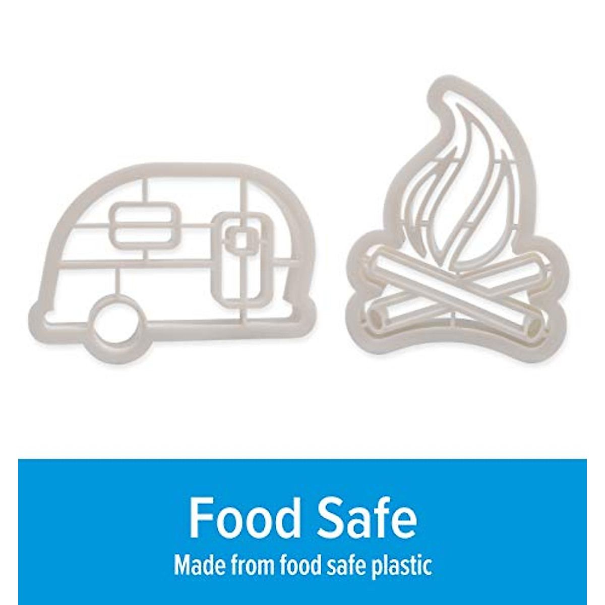 Camco 53369 Life Is Better at the Campsite Cookie Cutters - Perfect for Making Decorative Cookies - Includes (1) Campfire and (1) RV Cookie Cutter , White
