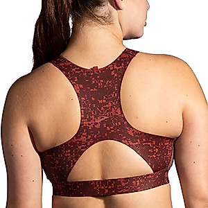 Brooks Women's 3 Pocket Sports Bra for Running, Workouts & Sports - RR Glitch Print/Copper - 34 DD/E