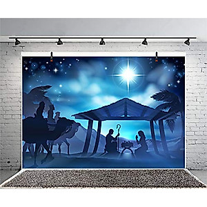 Leyiyi 6x4ft Merry Christmas Jesus Christ Born Photography Background Shepherd Santa Marria Joseph Barn Camels Cold Winter Night Starry Backdrop Baptism Happy New Year Photo Portrait Vinyl Studio Prop