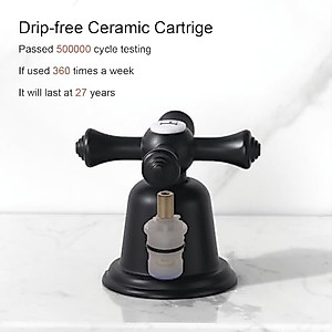 RKF Faucet- Replacement Classic Cross Knobs Handles with Valve Faucet Accessory Faucet Parts Faucet Kit Matt Black W033