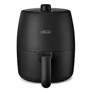 BELLA 2 qt Manual Air Fryer Oven and 5-in-1 Multicooker with Removable Nonstick and Dishwasher Safe Crisping Tray and Basket, 1200 Watt Heating System, Matte Black