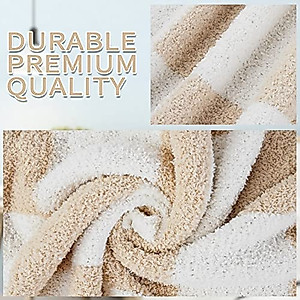 QQP Checkered Throw Blanket,Soft Cozy Microfiber Reversible Checkerboard Fluffy Throw Blanket,50X60In Blanket for Home Bed Couch.（Camel&White）