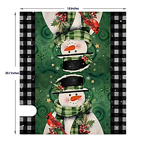 Texupday Winter Snowman With Cardinal Buffalo Check Plaid Decoration Mailbox Cover With Magnetic Strip Holiday Mailbox Wraps Post Letter Box Cover Standard Size 21" X 18" for Garden Outdoor Yard Decor