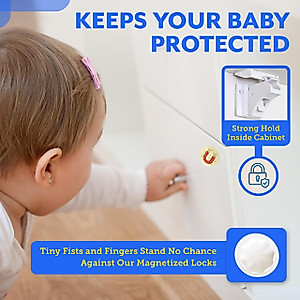Eco-Baby Cabinet Locks for Babies - 20-Pack Magnetic Baby Proof Safety Latches﻿, 3 Keys - Magnetic Child Proof Cupboard Drawers, Doors - Easy Installation No Drilling or Tools Required
