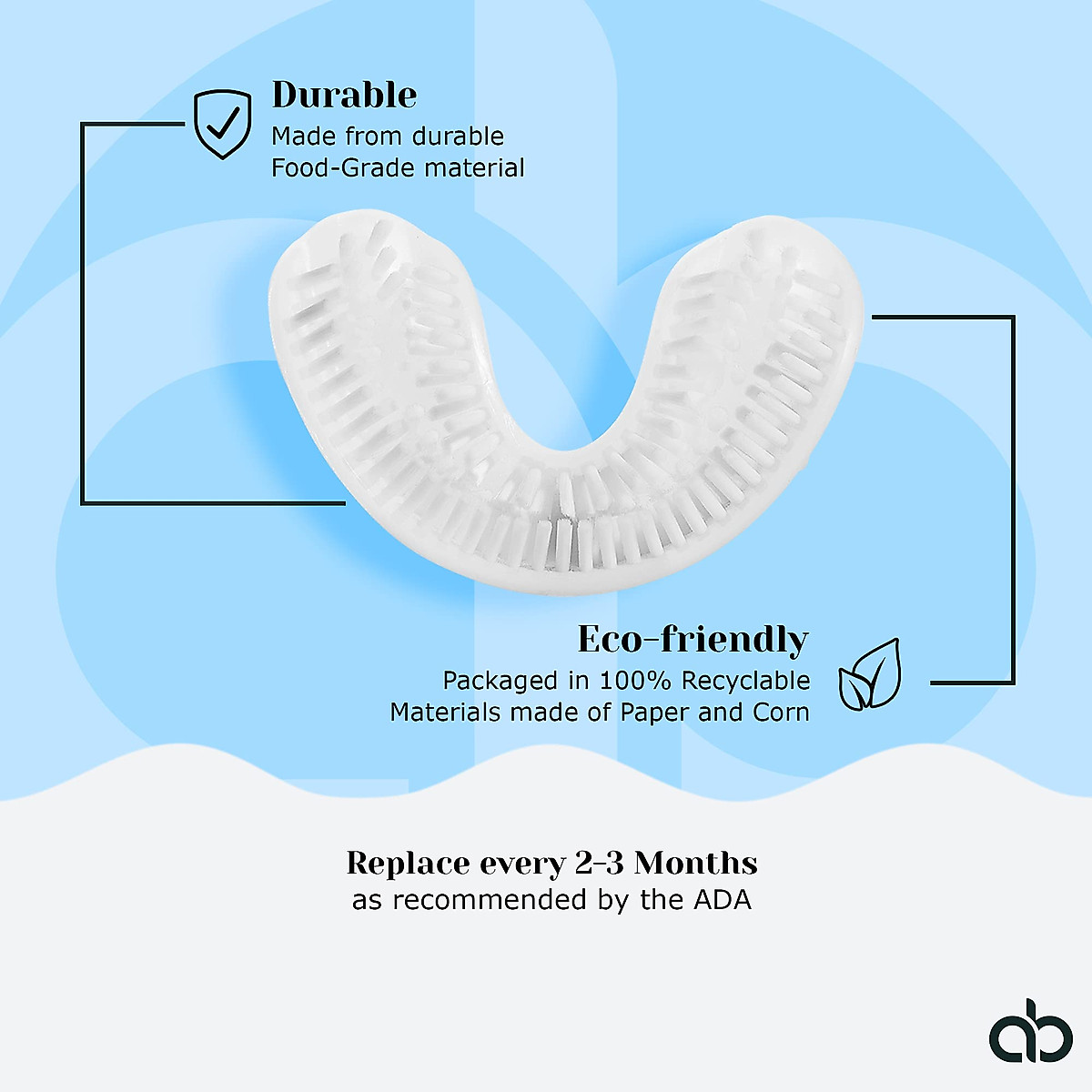 autobrush Single Sided U Shaped Nylon Brush Head Replacements, Soft and Unique 360° Nylon Bristles, Automatic Toothbrush Head Accessories,-Adults and Kids Sizes (Adults, XL, 1 Pack)