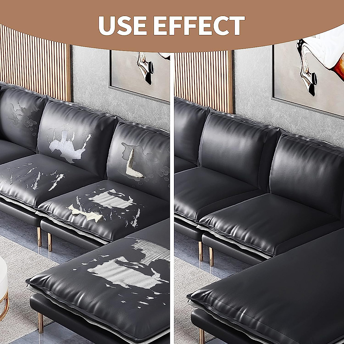 Leather Repair Tape, Self-Adhesive Leather Repair Patch for Sofas, Car Seats, Handbags,Furniture, Drivers Seat, Black, 4 X 120 Inch