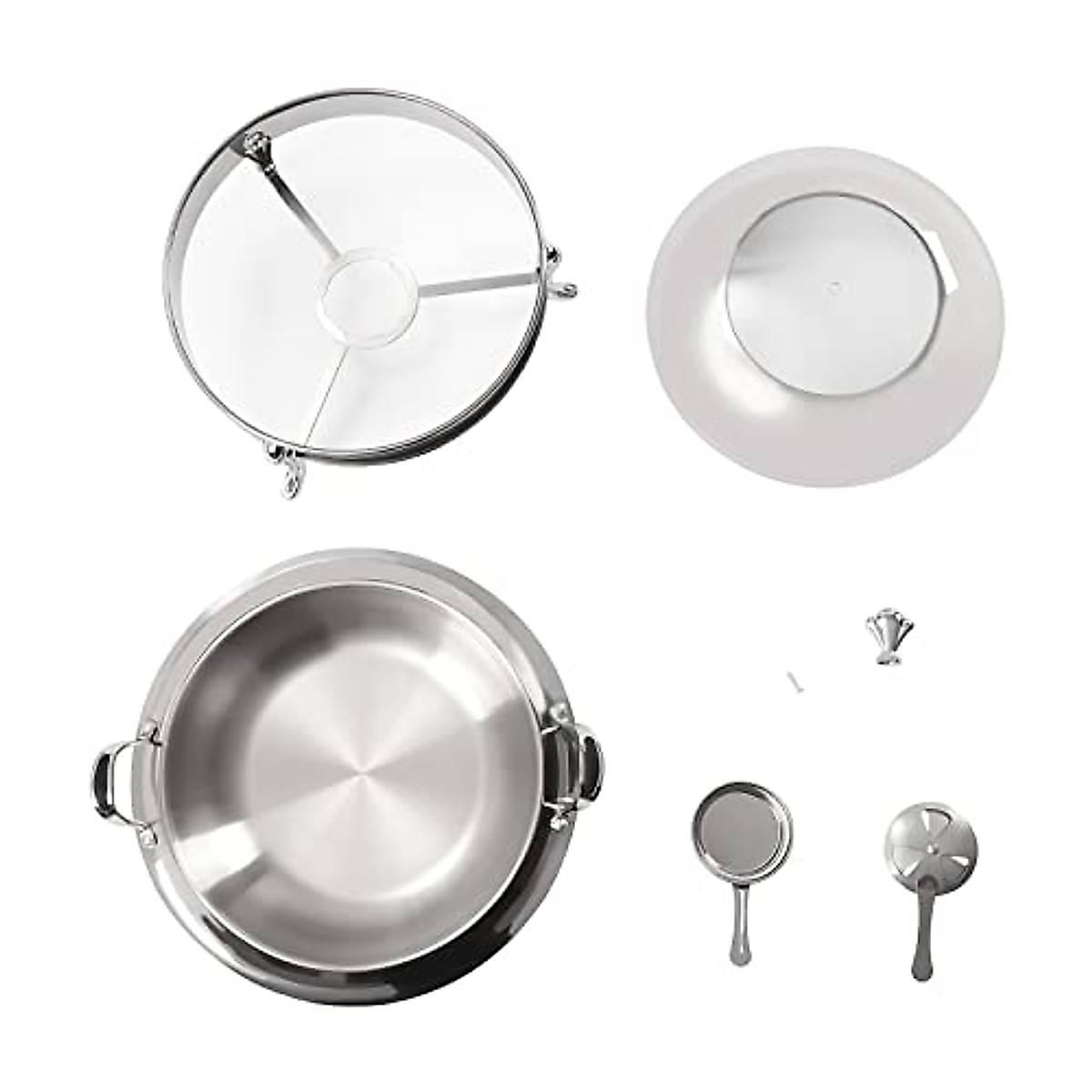 Chafing Dish Stainless Steel Round Durable Buffet Warmer Tray Durable Frame with Lid and 3L/3.17Qt Chafing Fuel Holder for Kitchen Party Dining Buffet-Without Water Pan