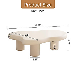Guyii Cloud Coffee Table, Black Coffee Table for Living Room, Cartoon Irregular Indoor Tea Table, Modern End Table with 3 Legs (White, 41.02 Inch)